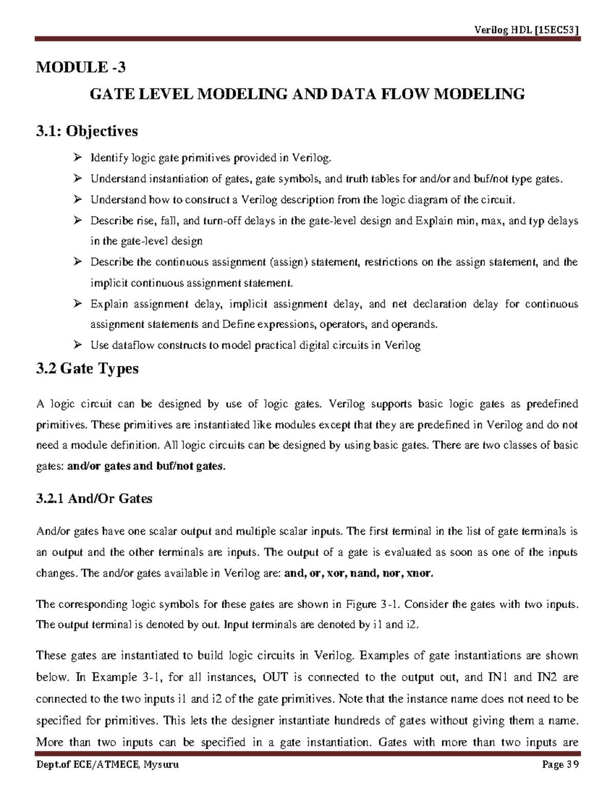 M3 - Verilog HDL Gate Level & Data Flow Modeling Overview - Studocu