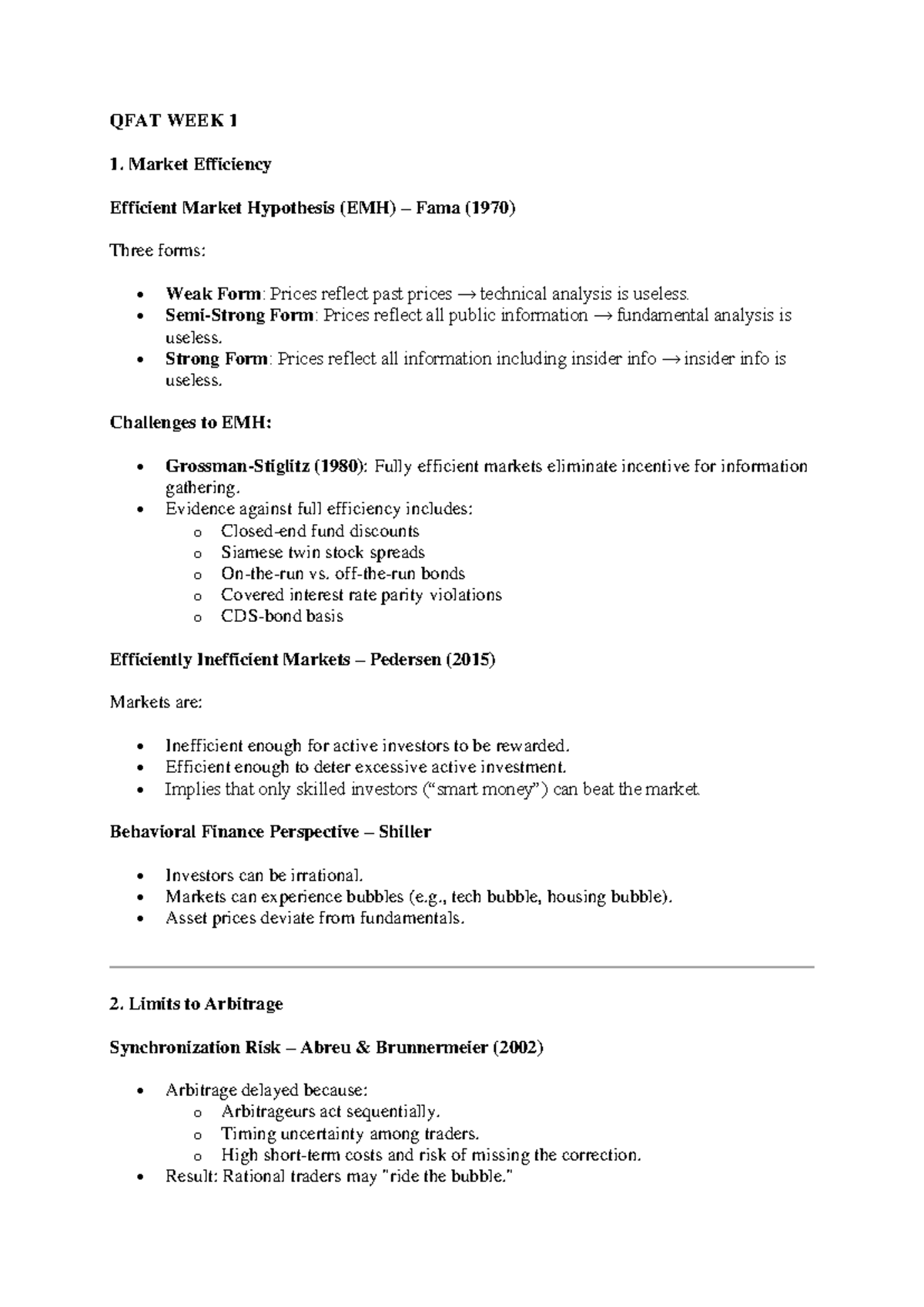QFAT Week 1: Overview of Market Efficiency and Hedge Fund Strategies ...