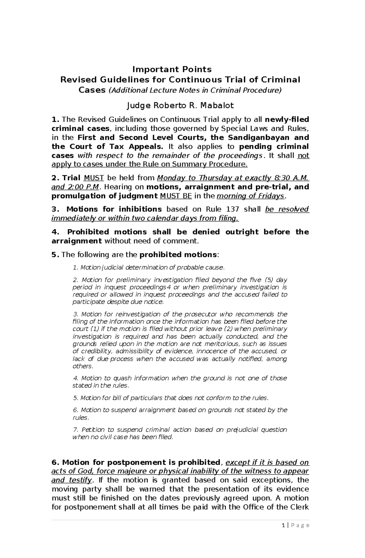 X Criminal Procedure Revised Guidelines for Continuous Trials - Studocu