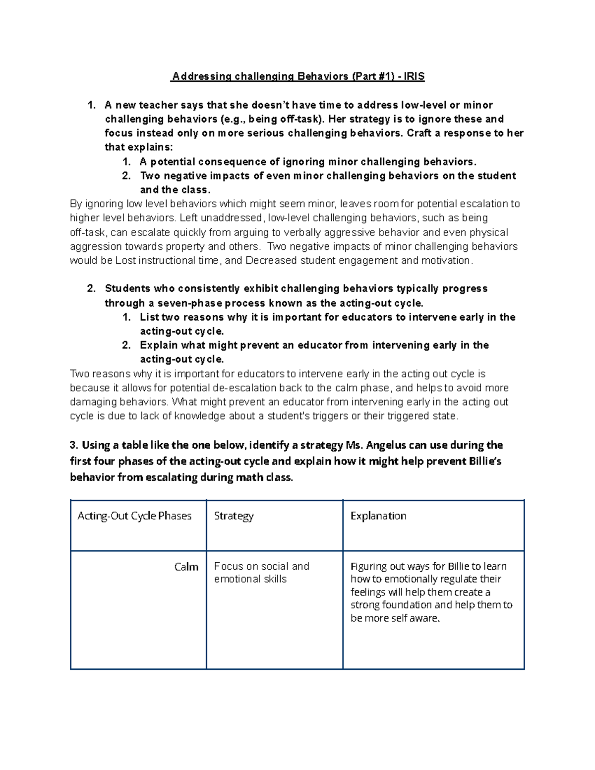 Addressing Minor Challenging Behaviors: Strategies for Educators (IRIS ...
