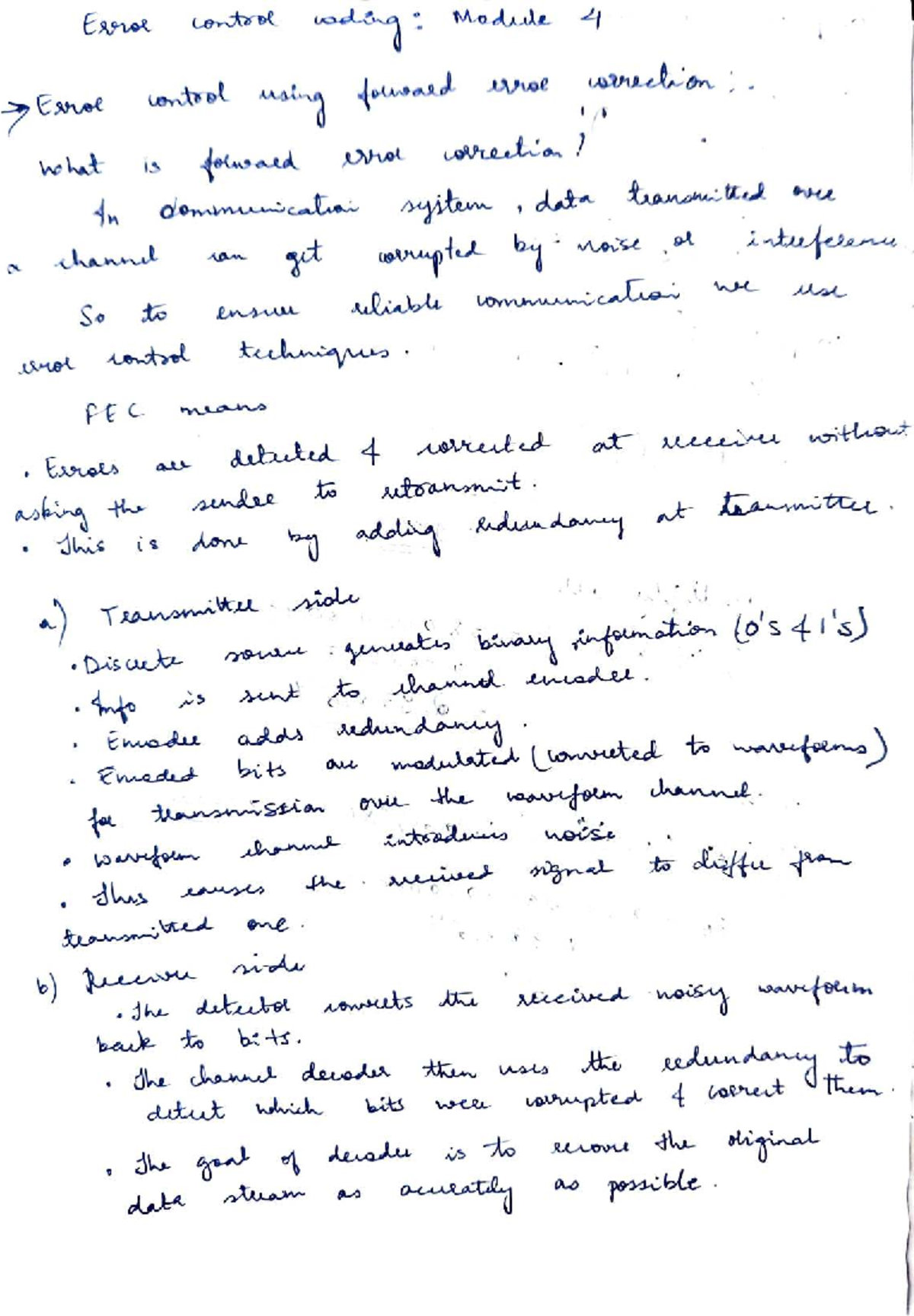 DC Module 4: Linear Block Codes and Error Detection Techniques - Studocu