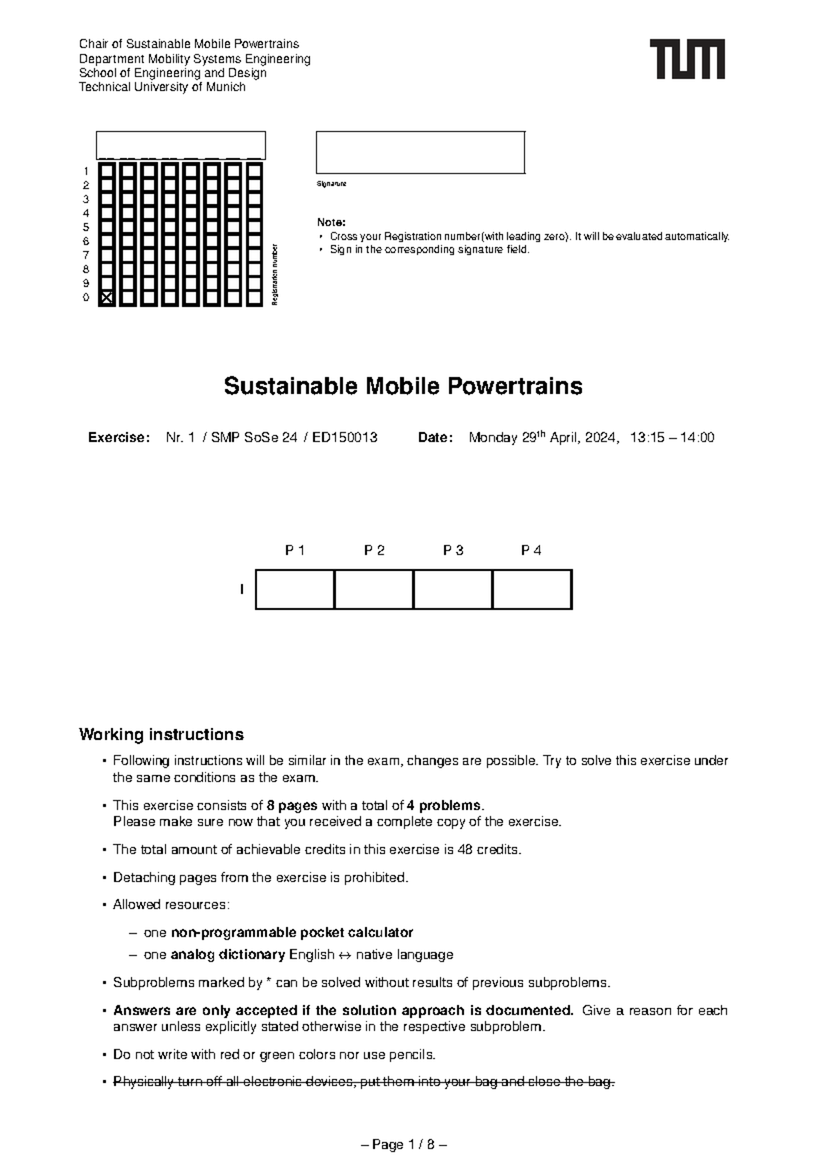 EX1: Sustainable Mobility Exercise - SMP SoSe 24 ED150013 - Studocu