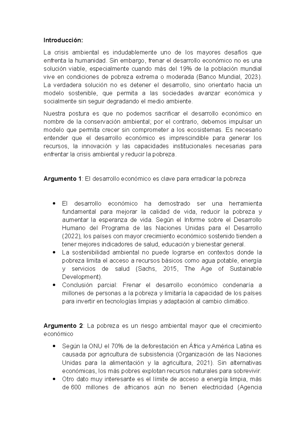 Debate sobre Desarrollo Económico y Sostenibilidad Ambiental CFIL - Studocu