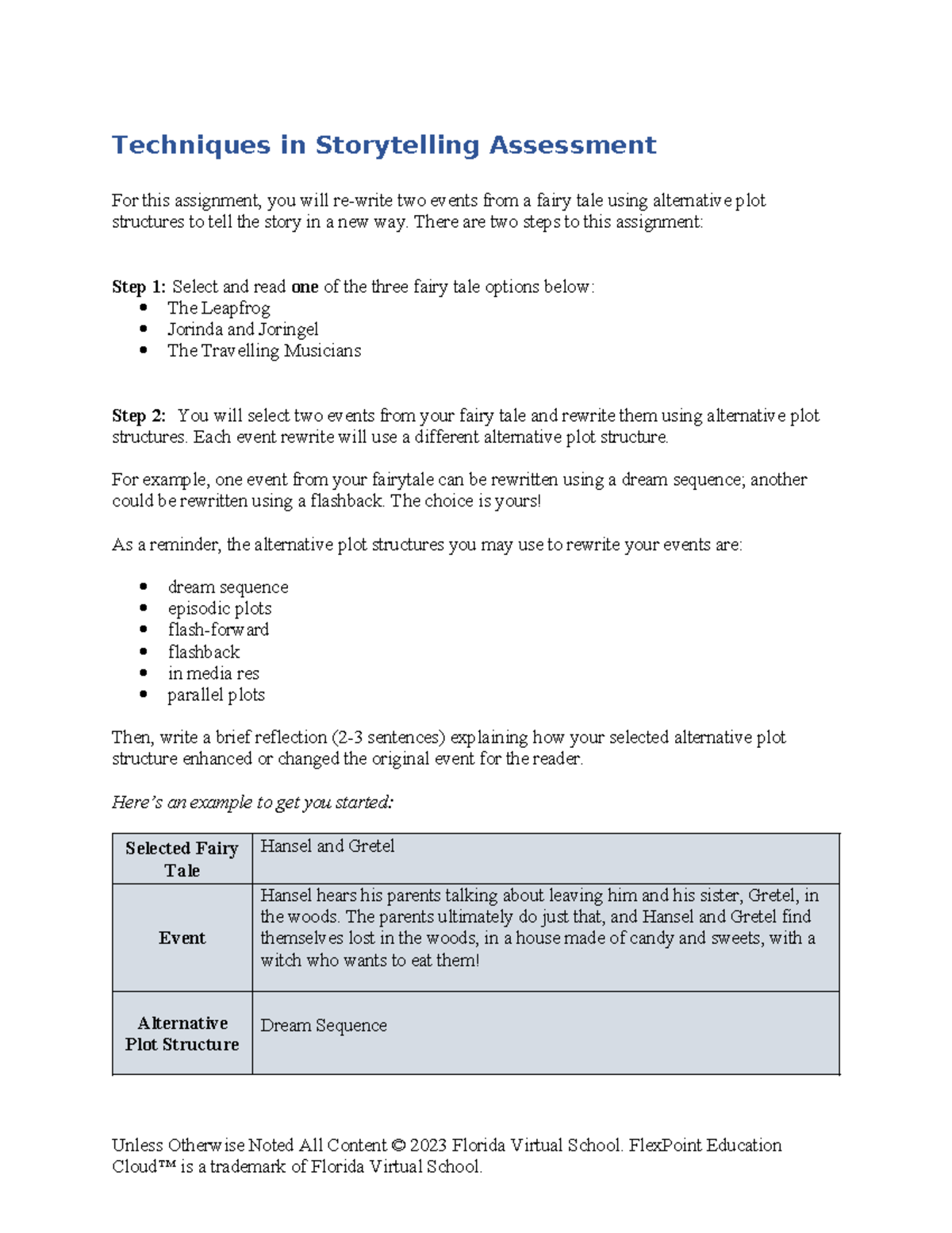 Storytelling assess rubric - Techniques in Storytelling Assessment For ...
