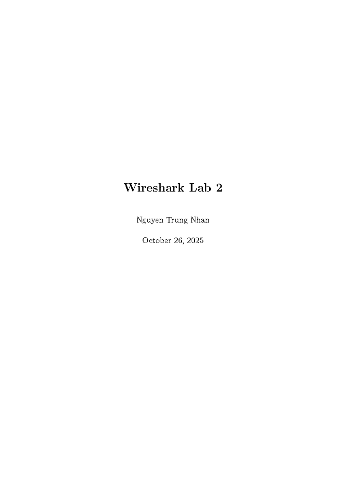 Wireshark Lab 2: TCP, UDP, and IP Analysis (Course Code: 2352852) - Studocu
