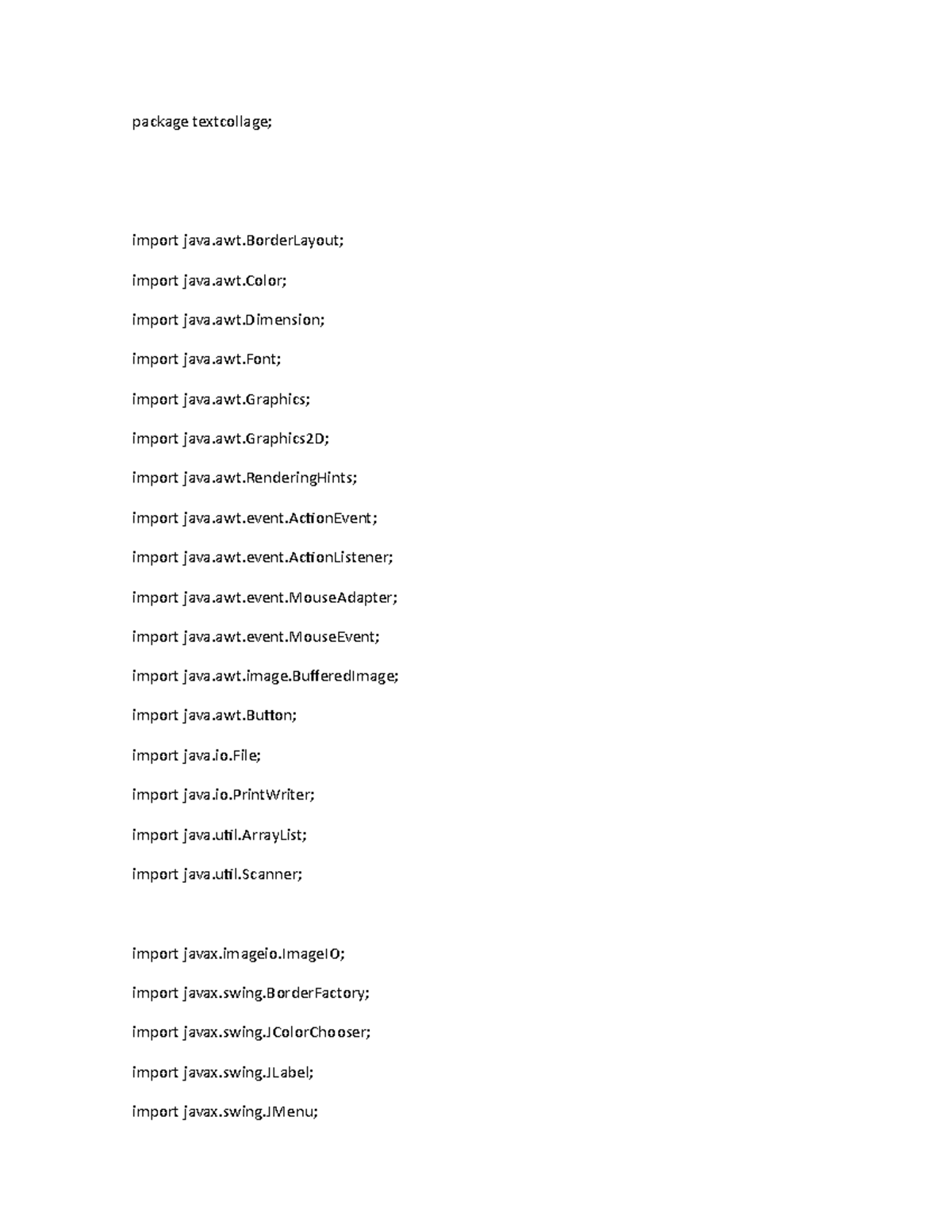 CS 1103 Programming Assignment Unit 6 DrawTextPanel - package ...