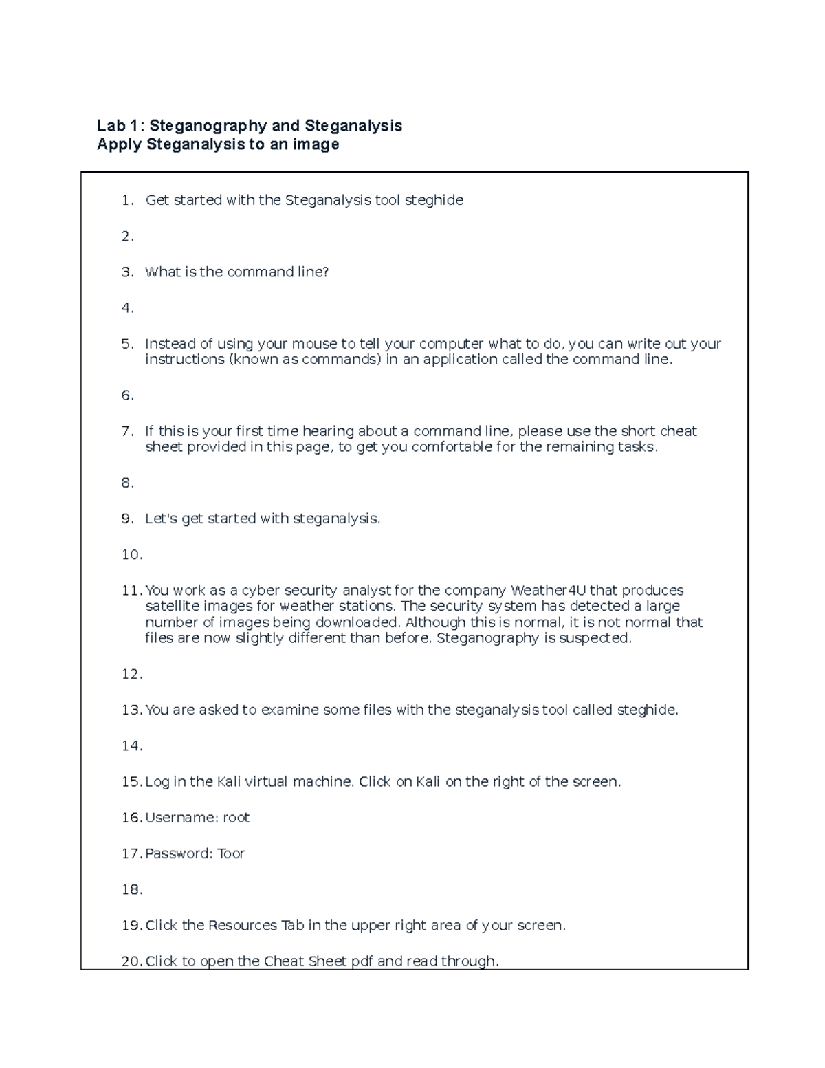 Lab 1 - Steganography & Steganalysis Guide for Cyber Security Analysis ...