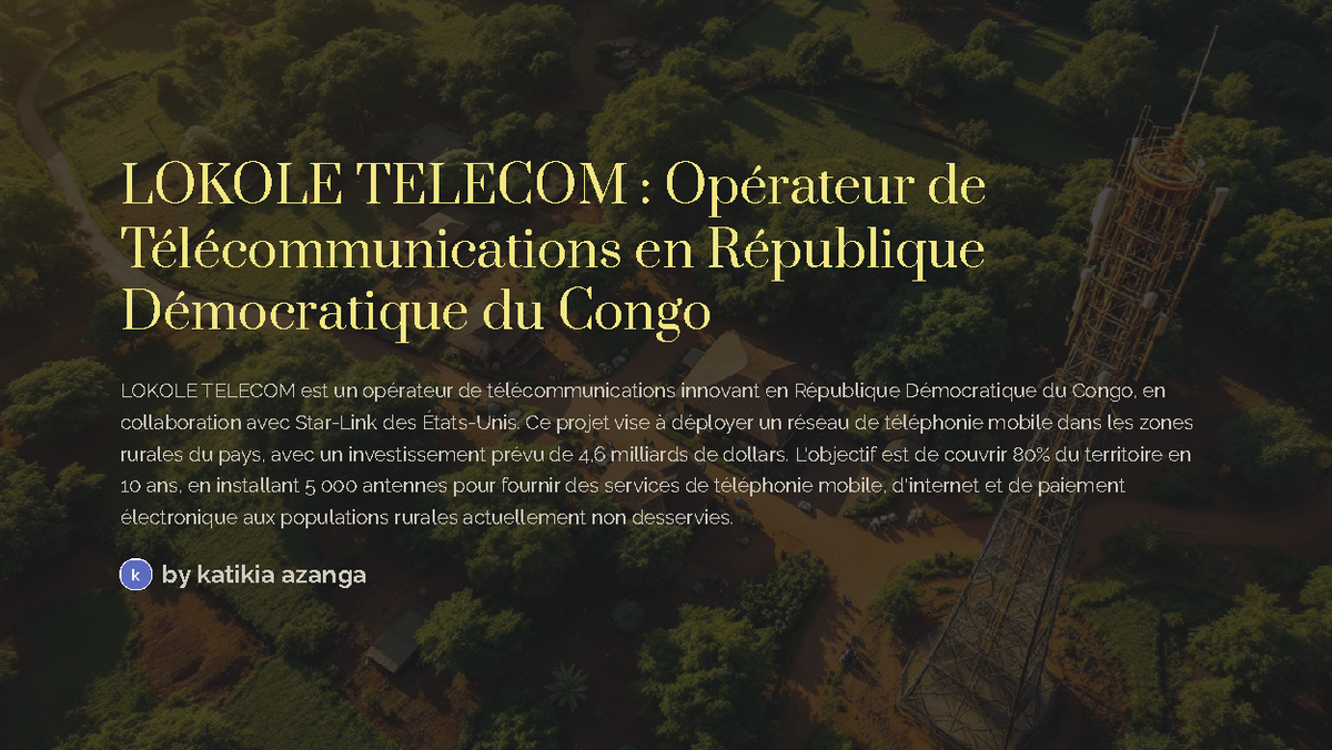 Lokole Telecom Operateur de Telecommunications en Republique ...