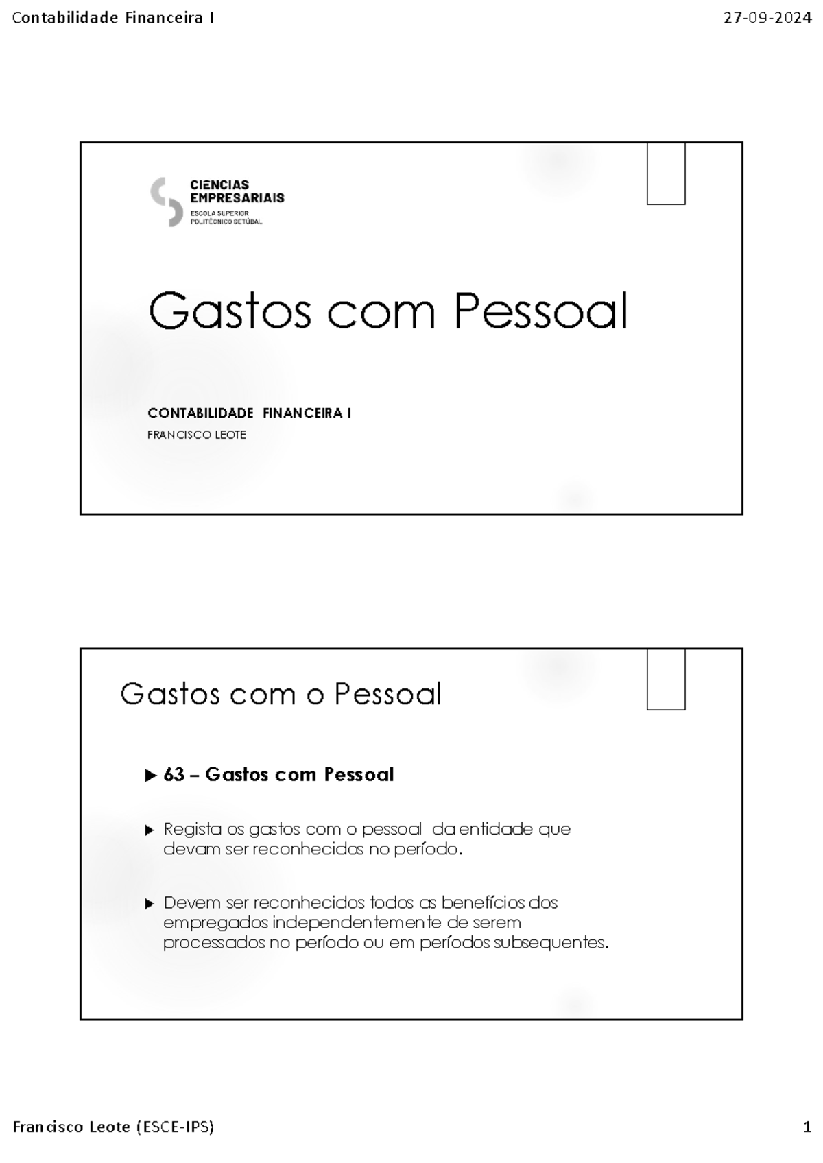 CFI-6 Gastos com Pessoal: Contabilidade Financeira I - Análise e ...