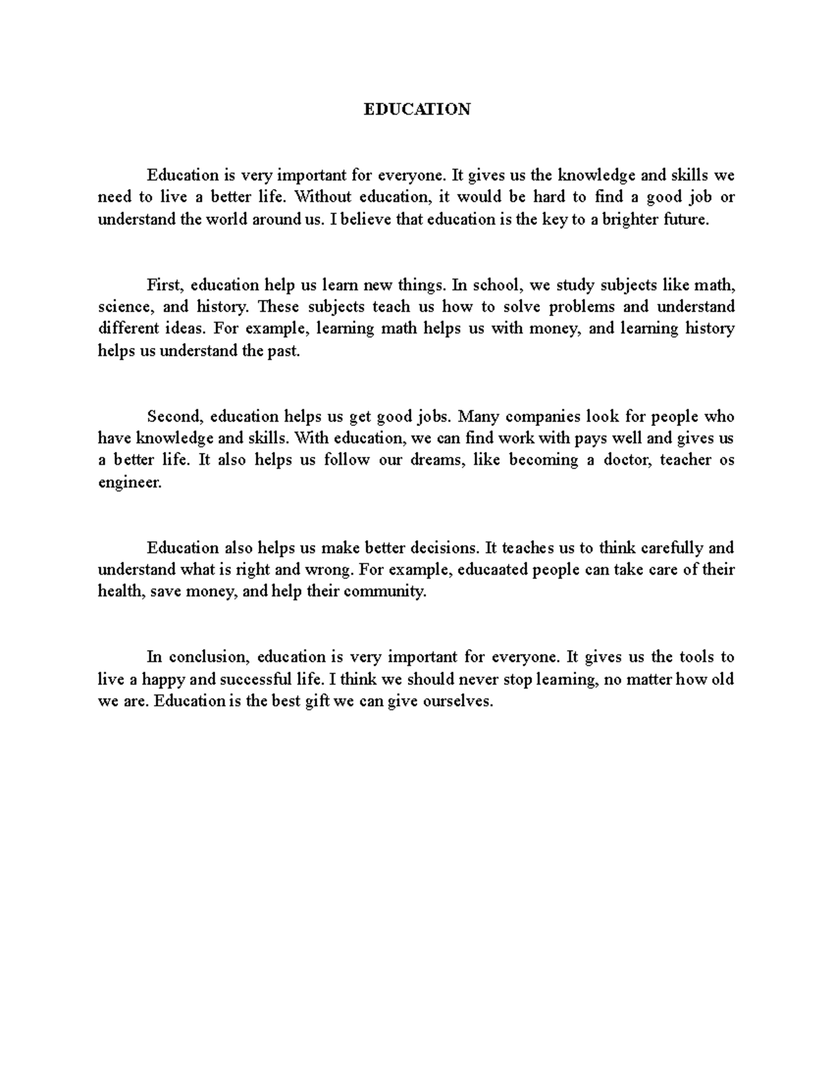 Benefits OF Education - EDUCATION Education is very important for ...