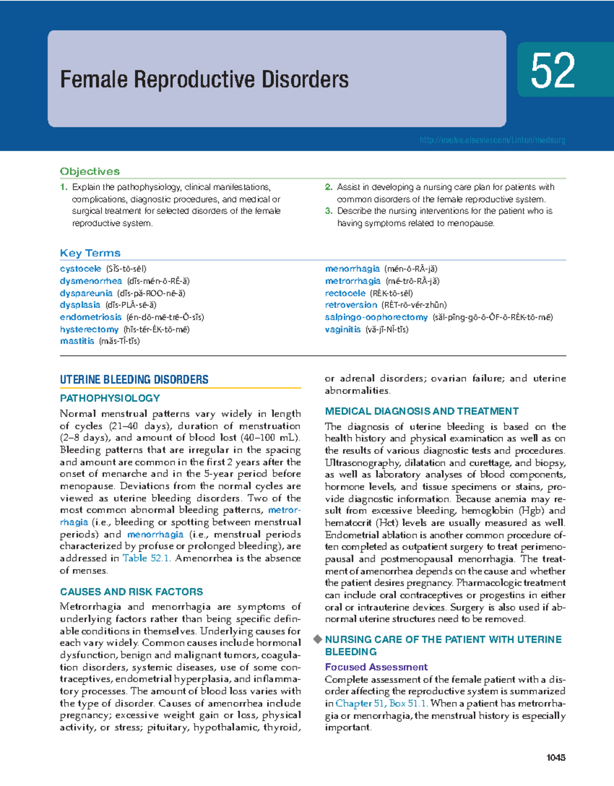 Female Reproductive Disorders: Pathophysiology, Diagnosis, and Nursing ...