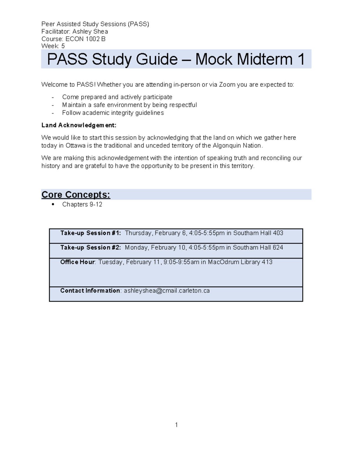 ECON 1002 B - Week 5(Mock)1 - Facilitator: Ashley Shea Course: ECON ...