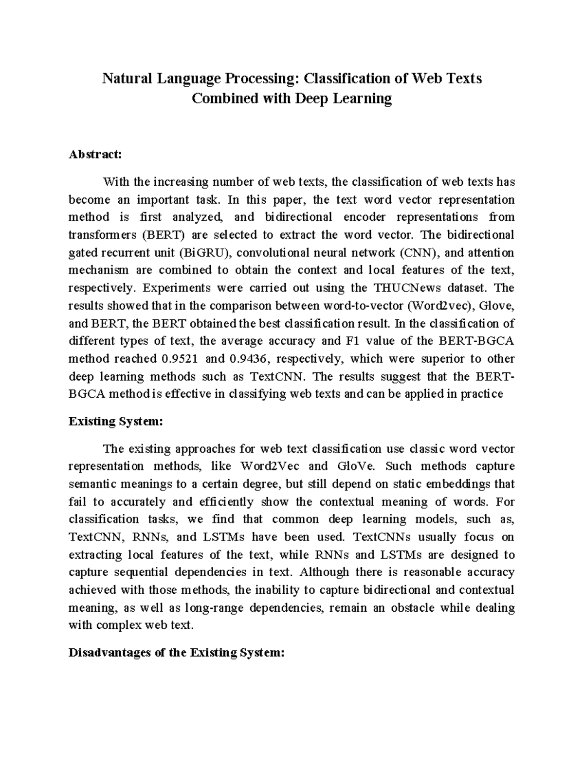 NLP Project: Web Text Classification with BERT and Deep Learning - Studocu