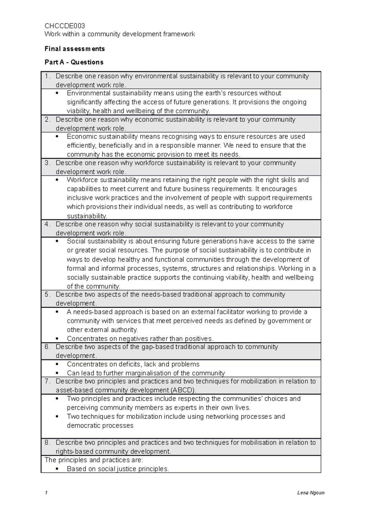 CHCCDE003 Community Development Framework - Final Assessment Guide ...