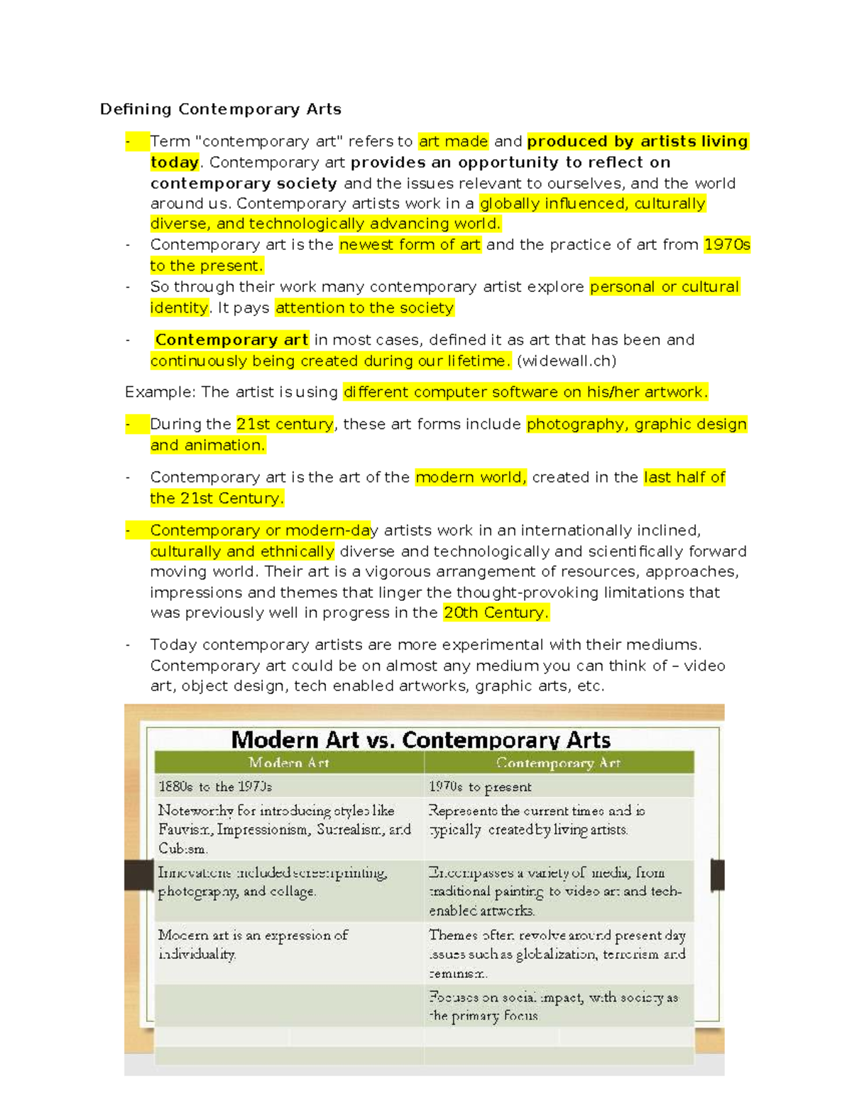 Rev cpar - Synthesis - Defining Contemporary Arts - Term "contemporary ...