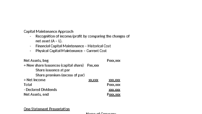 ACC 124: Capital Maintenance Approach & Financial Performance Analysis ...