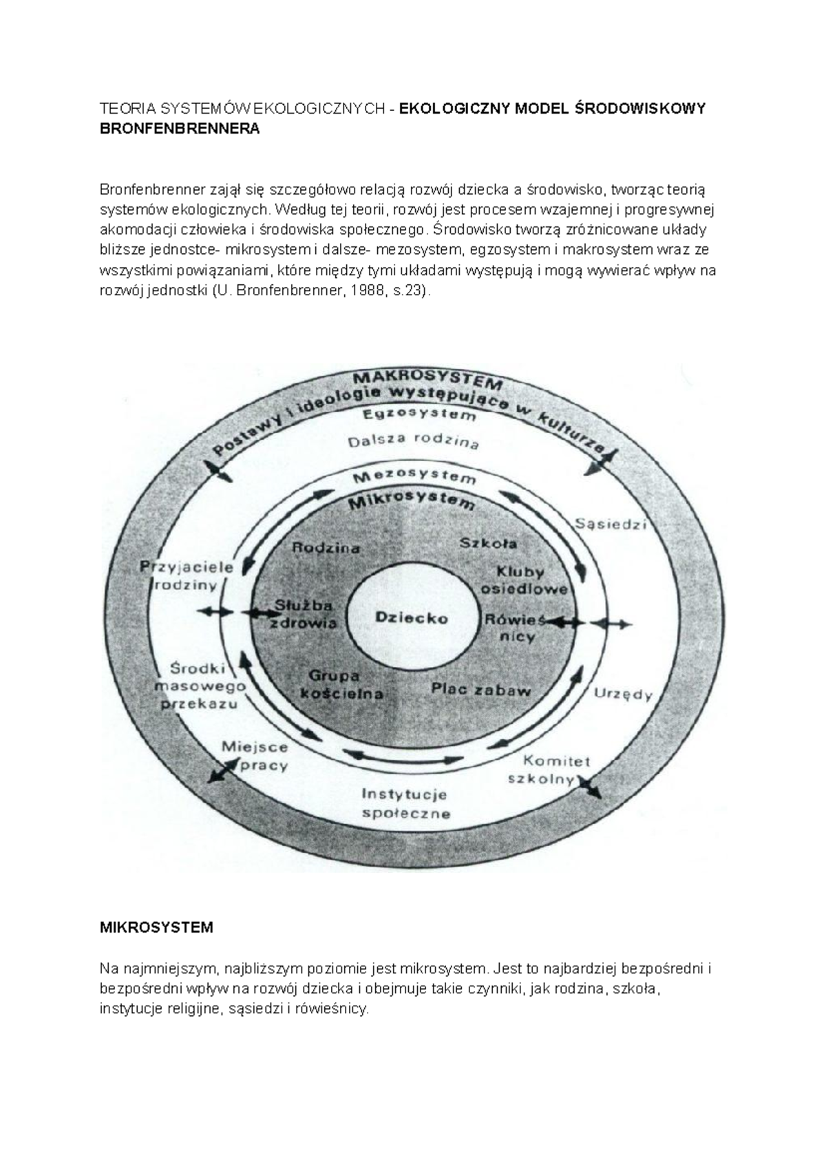 Teoria Systemów Ekologicznych - Model Bronfenbrennera w Rozwoju Dziecka ...