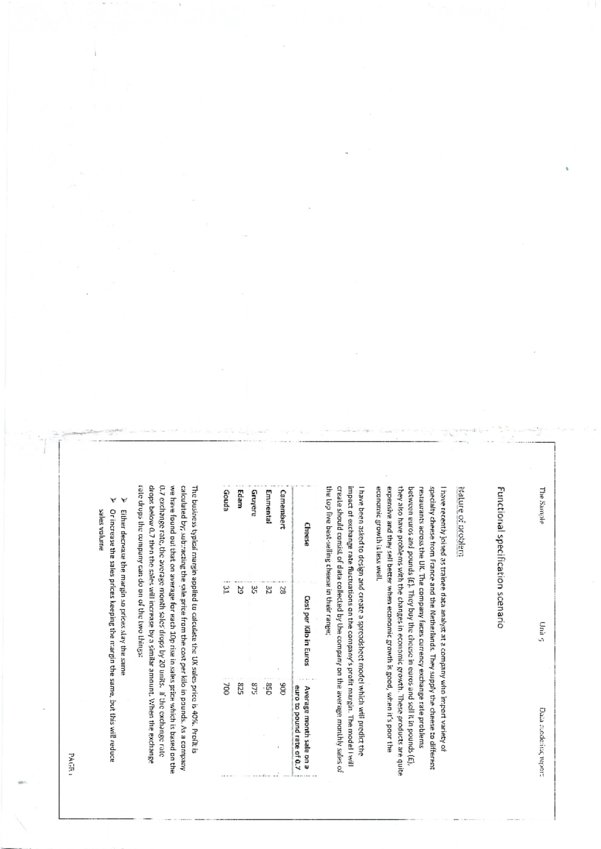 Unit 5 Data Modelling Report Unit 5 Data Modeling Euro Cheese