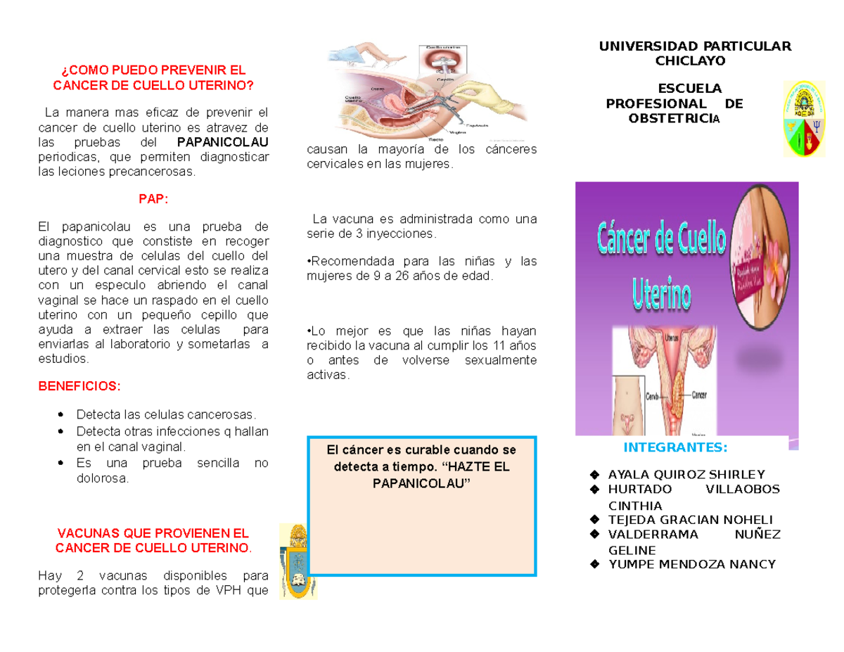 Triptico de cancer de cuello uterino - ¿COMO PUEDO PREVENIR EL CANCER ...