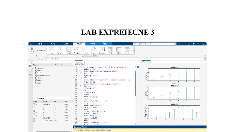LAB EXPERIENCE 3: MATLAB Working Environment and Functions - Studocu
