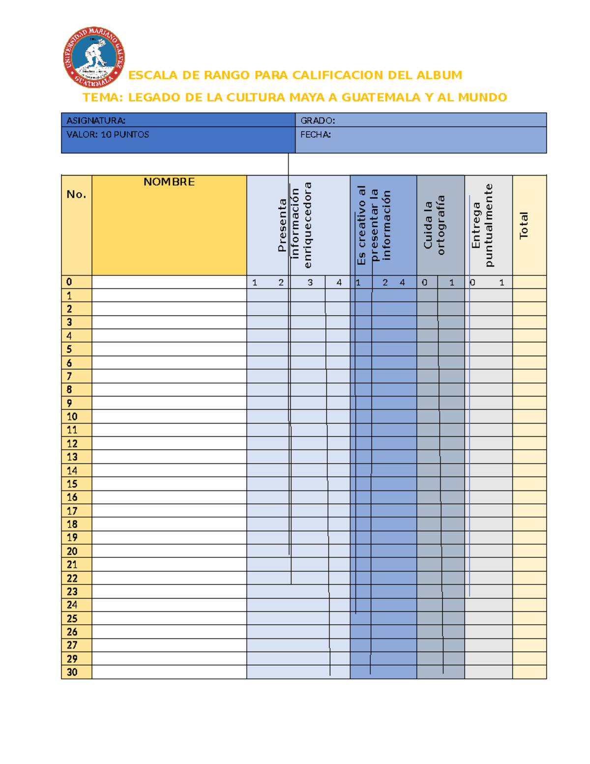 Escala DE Rango - instrumento de evaluación - ESCALA DE RANGO PARA ...