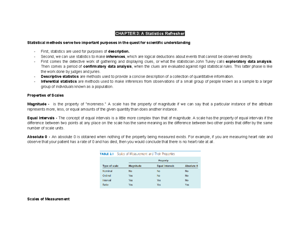 Chapter 3: Statistics Concepts and Applications (STAT 101) - Studocu