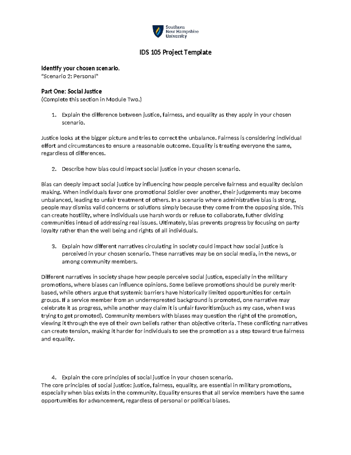 Re IDS Project Part 1 - Identify your chosen scenario. [Insert response ...