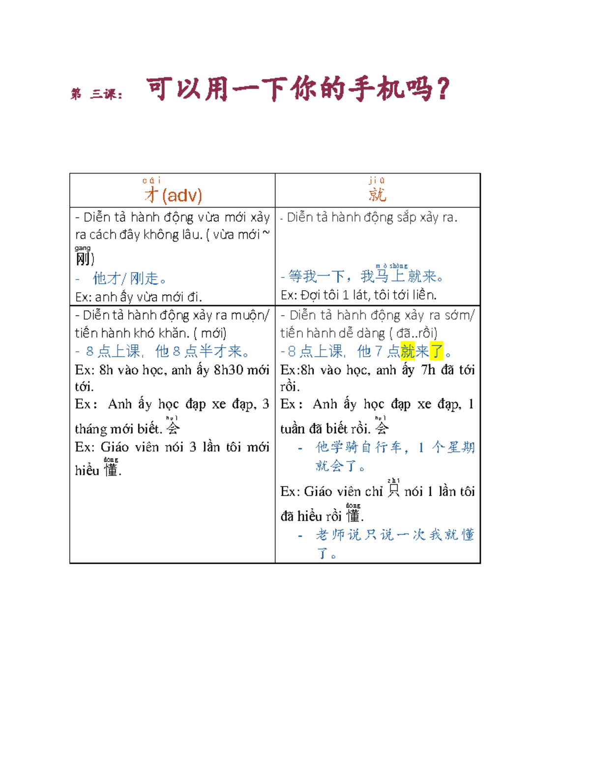 第三课 (Lesson 3) 语法与例句 (Grammar and Examples) - Studocu
