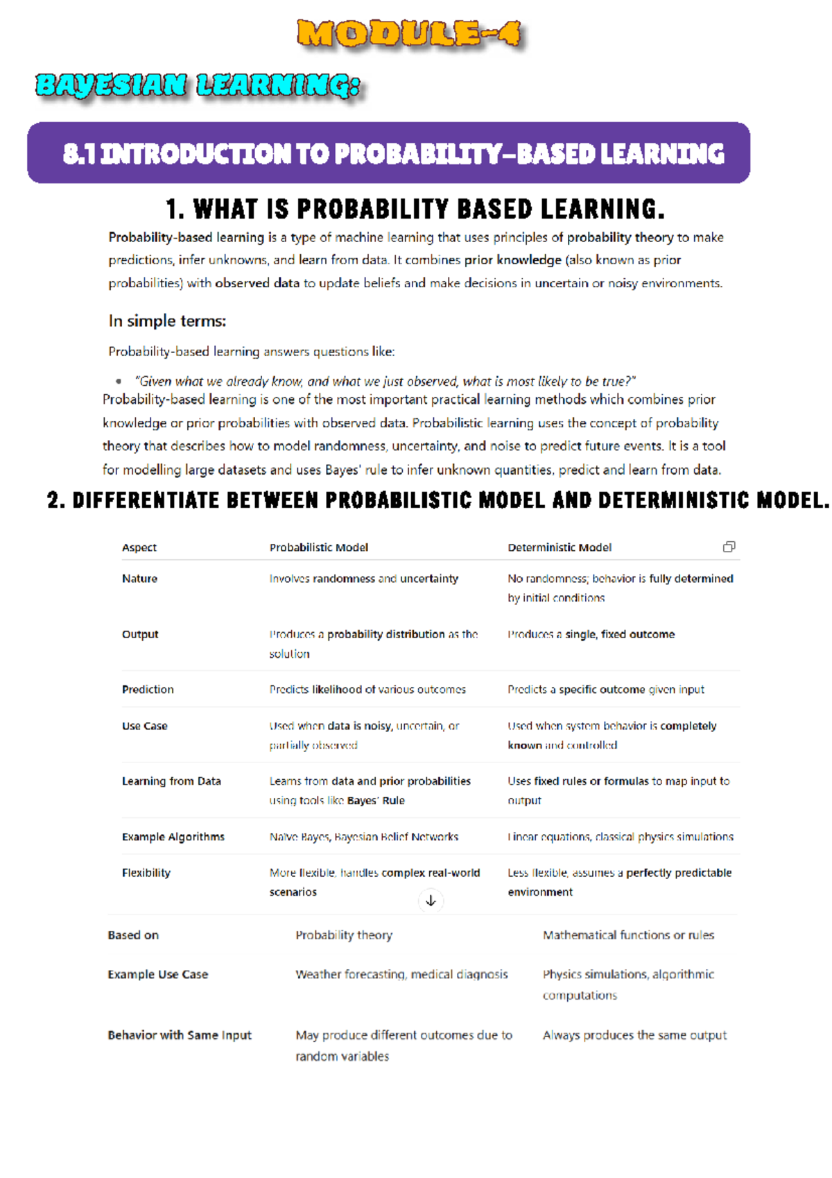 Bayesian Learning and Neural Networks: Module 4 Notes - Studocu