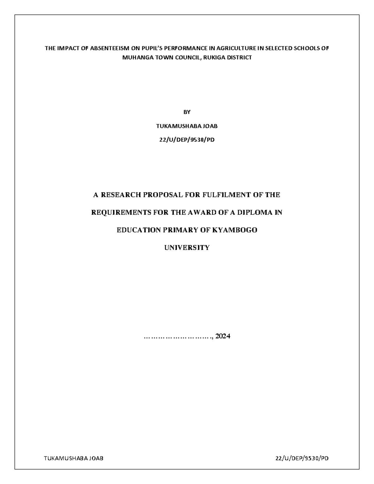 Research Proposal: Impact of Absenteeism on Academic Performance in ...