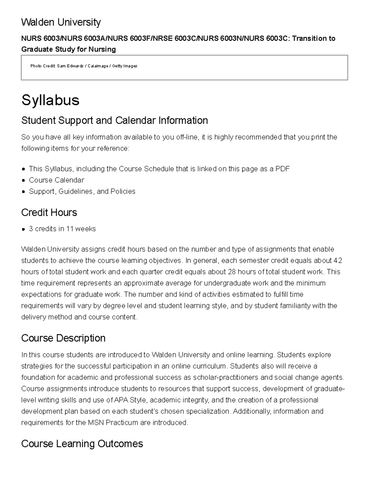 NURS-6003 Graduate Study Transition Syllabus & Course Overview - Studocu