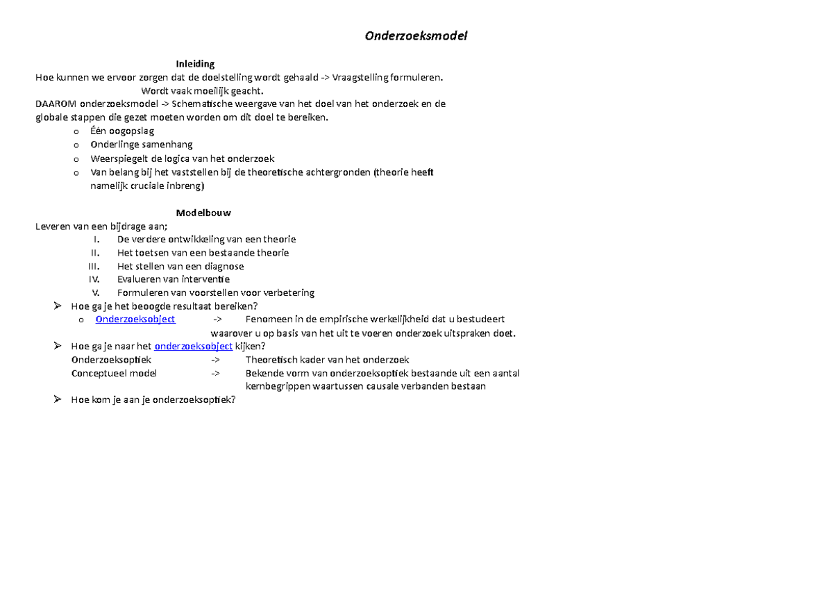 Onderzoeksmodel Uitwerking: Richtlijnen voor Effectief Onderzoek ...