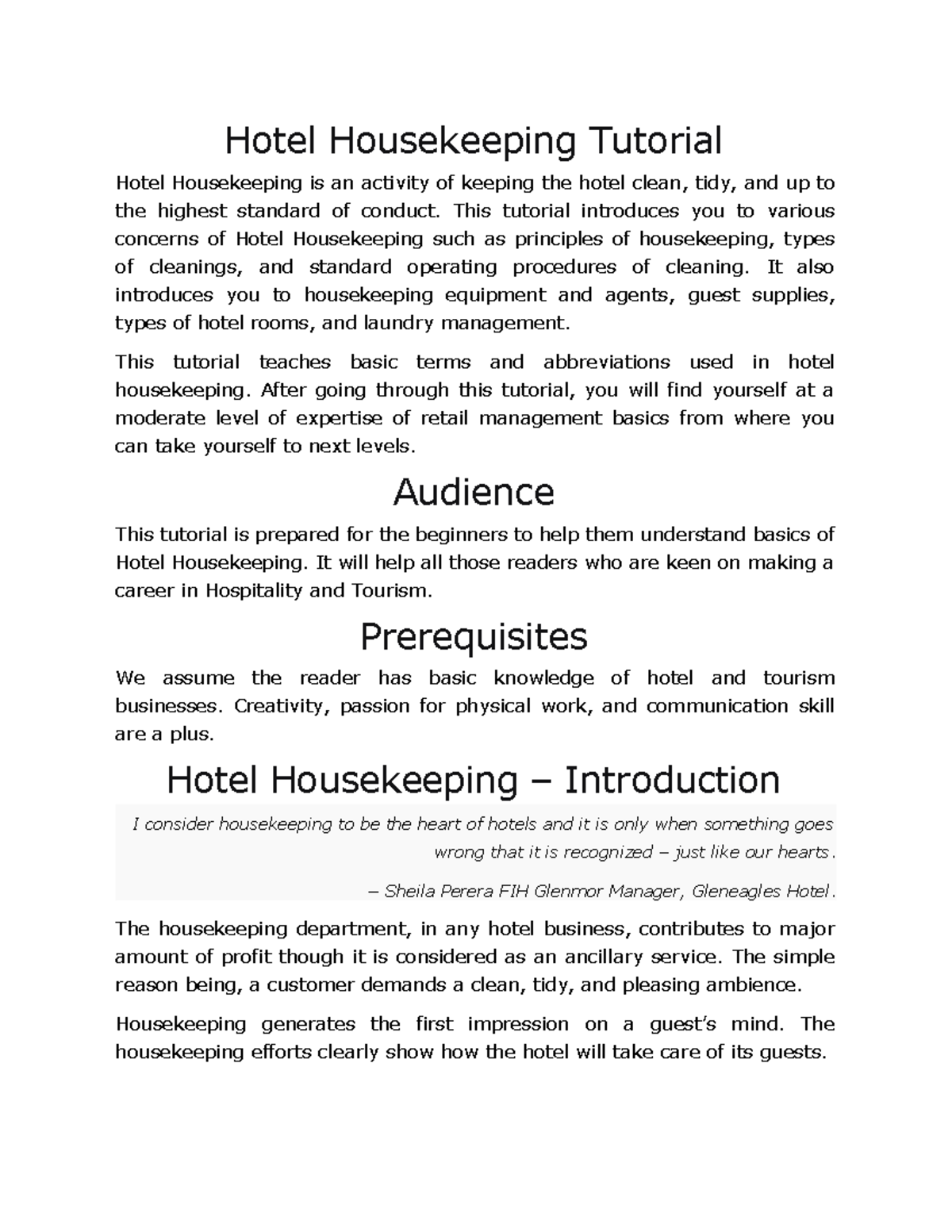 Hotel Housekeeping - Lecture Notes on Fundamentals & Operations - Studocu