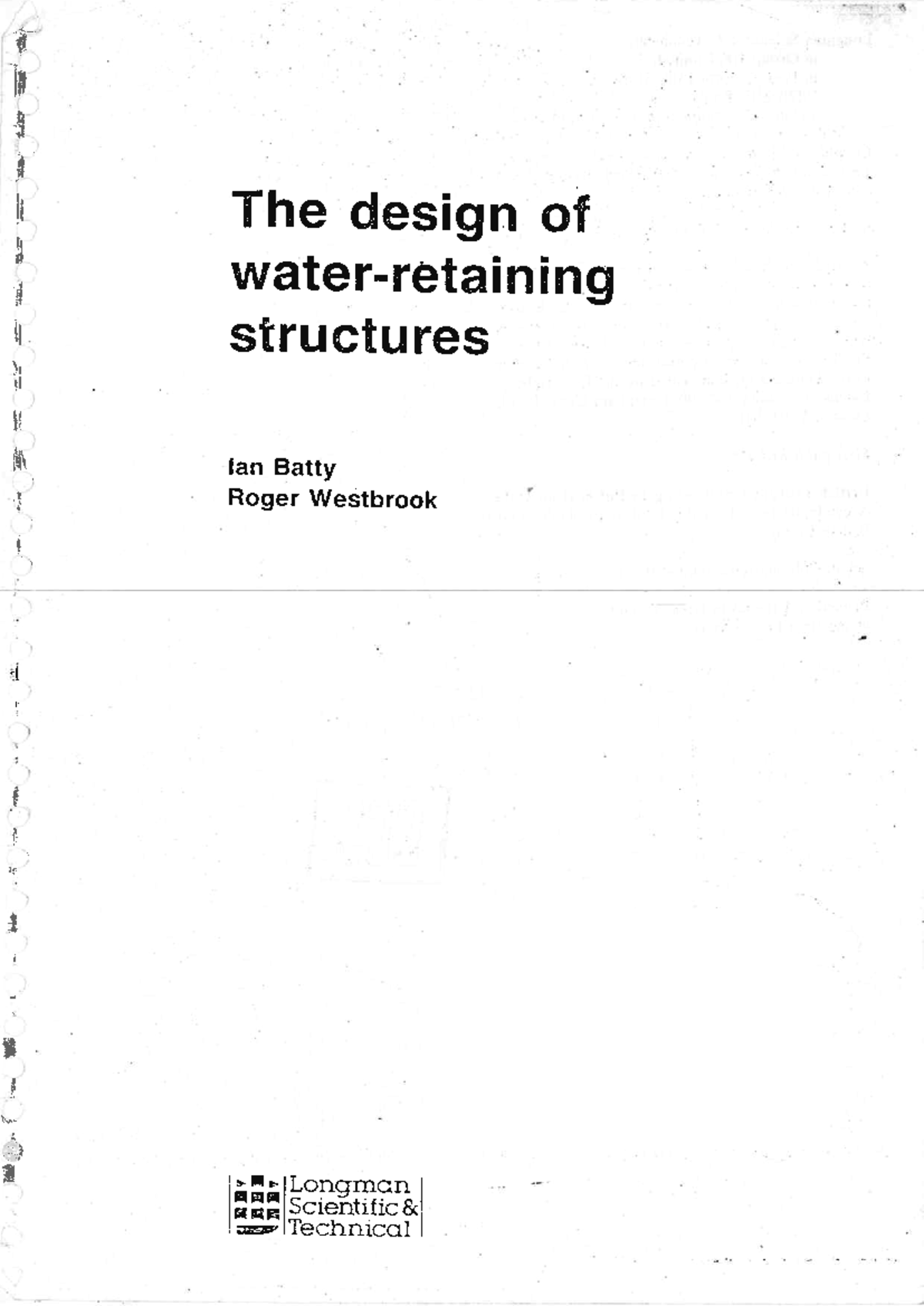 Water-Retaining Structures Design Study by Batty & Westbrook - Studocu