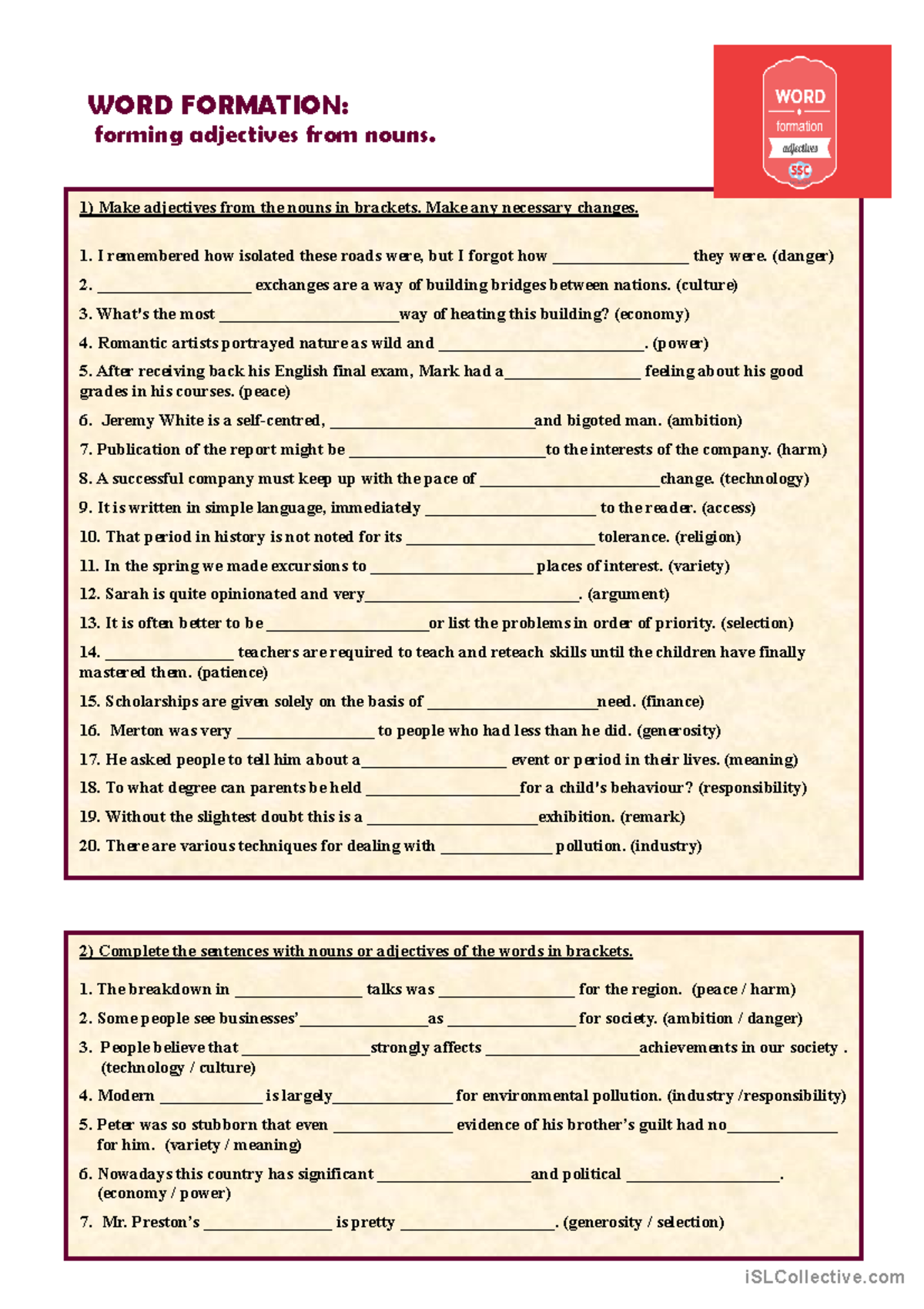WORD FORMATION: Forming Adjectives from Nouns (ENG 101) - Studocu