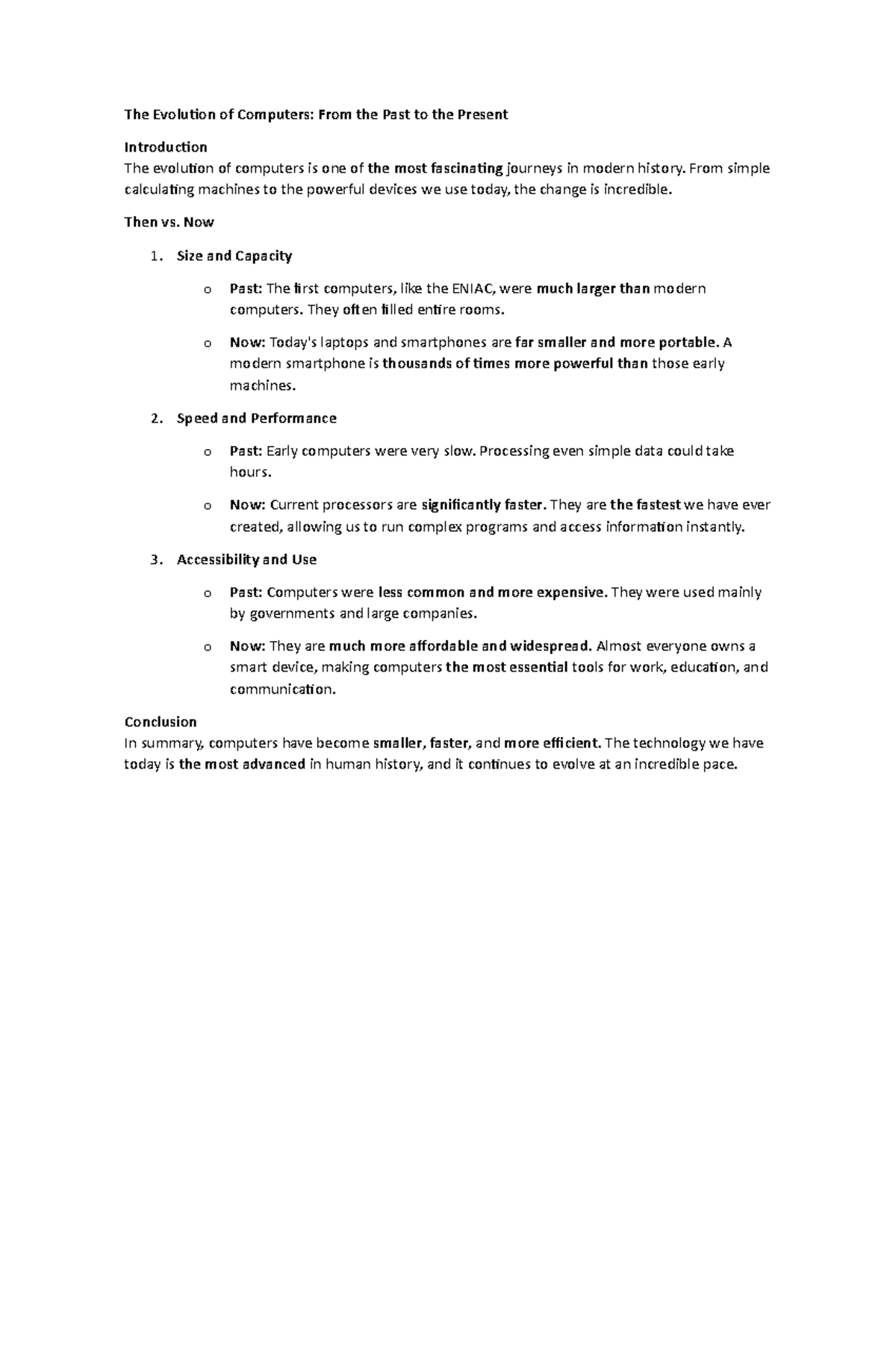 The Evolution of Computers: Past vs. Present Overview - Studocu