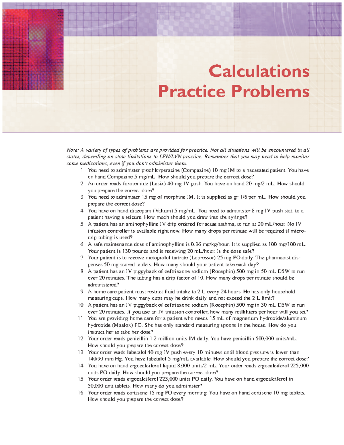 Dosage Calculation Practice Problems and Solutions (Nursing 101) - Studocu
