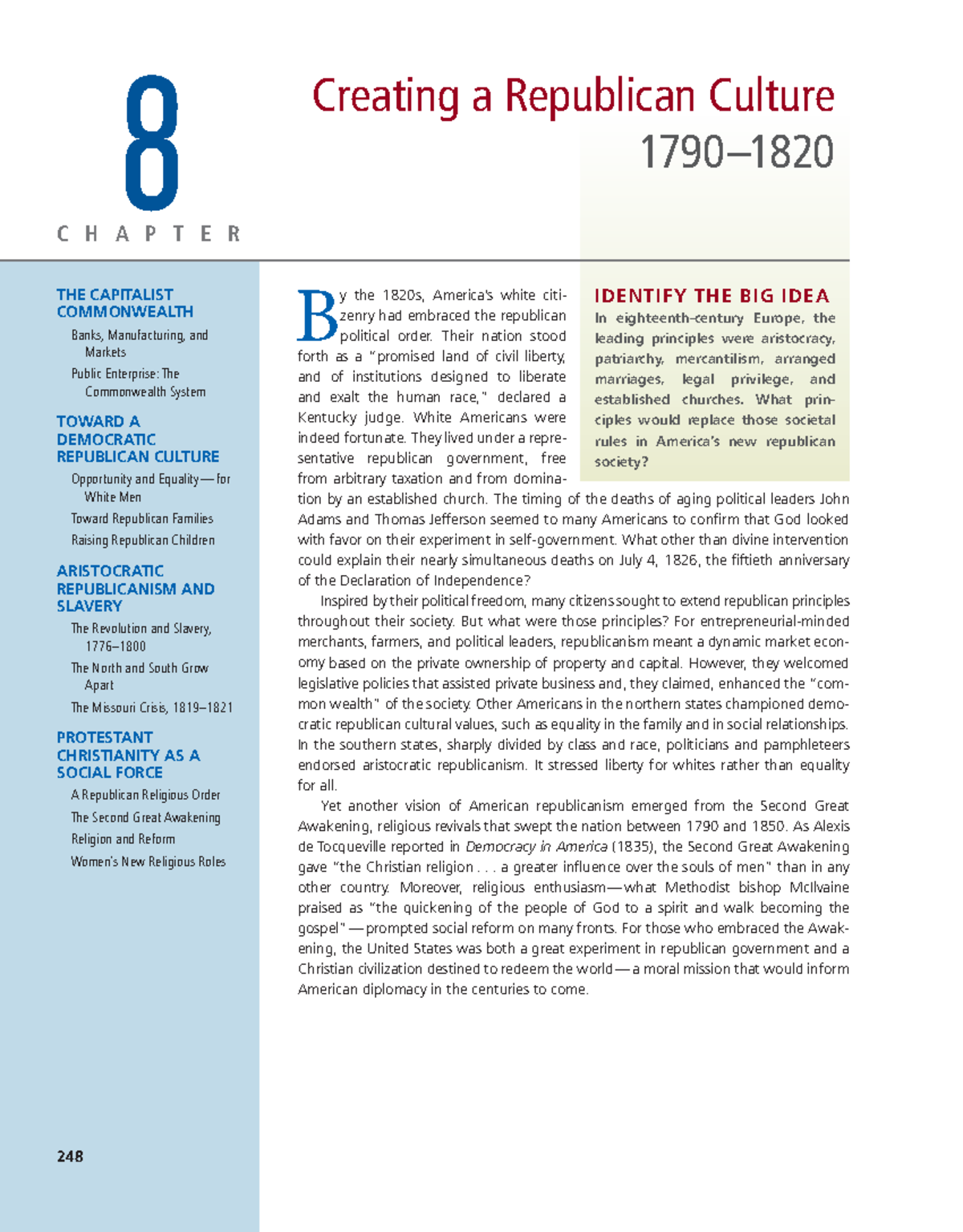 Creating a Republican Culture: Religious and Social Developments, 1790 ...