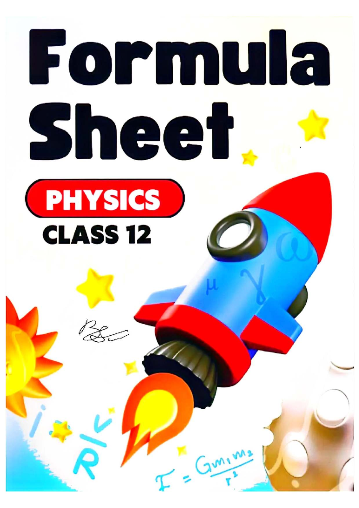 Physics Formula Sheet - Class 12 BS: Electric Charges & Fields - Studocu