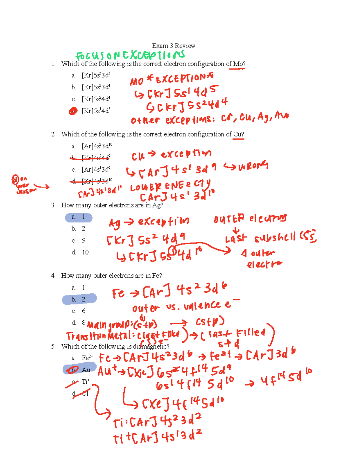Exam 3 Review (2025) - Electron Configurations & Bonding Concepts - Studocu