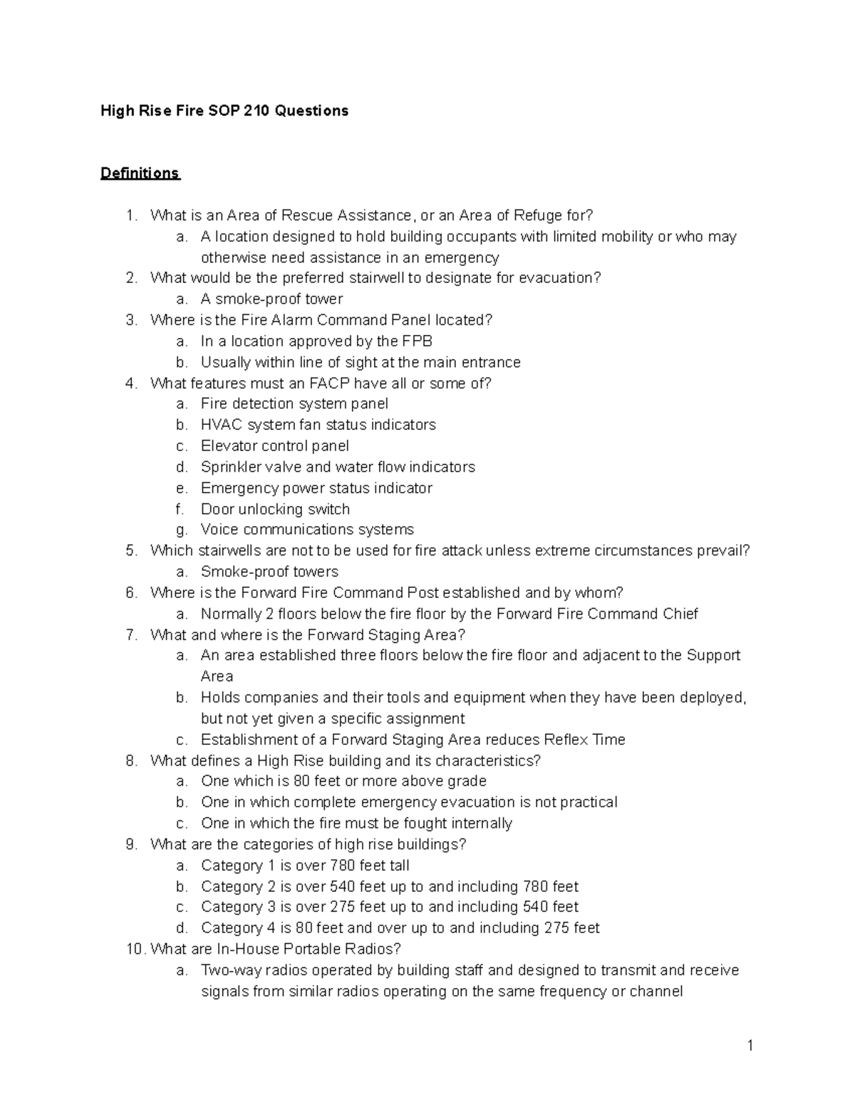 High Rise Incident Command Procedures and Responsibilities (Still & Box ...