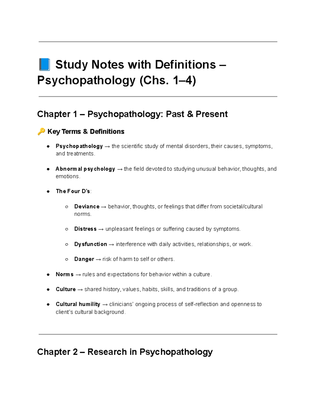 PSY 310 Exam 1 Study Notes: Key Terms & Definitions (Chs. 1-4) - Studocu