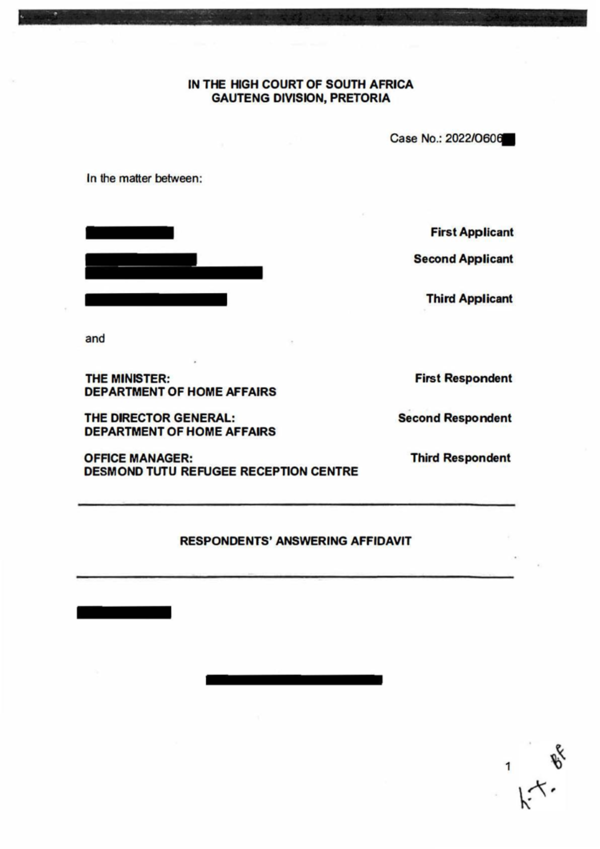 Answering Affidavit in High Court Case No. [Case No.] - Department of ...
