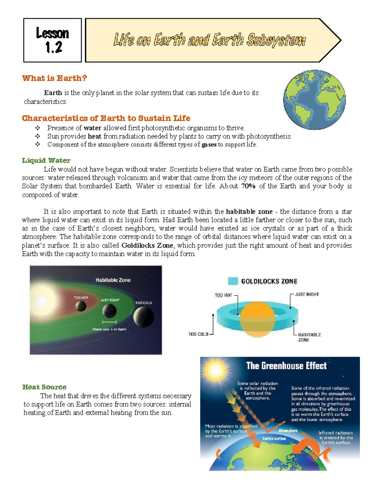 Lesson 1.2: Understanding Earth's Subsystems and Life Support - Studocu
