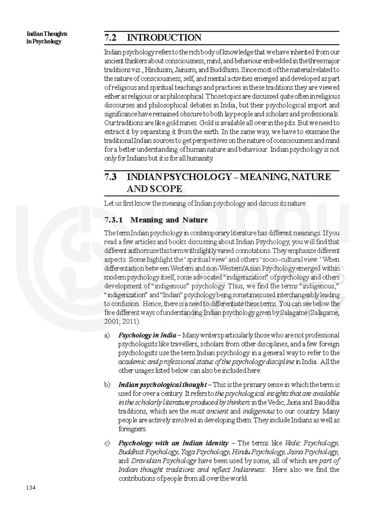 Indian Psychology: Insights from Ancient Traditions (Course Code: 7.2 ...