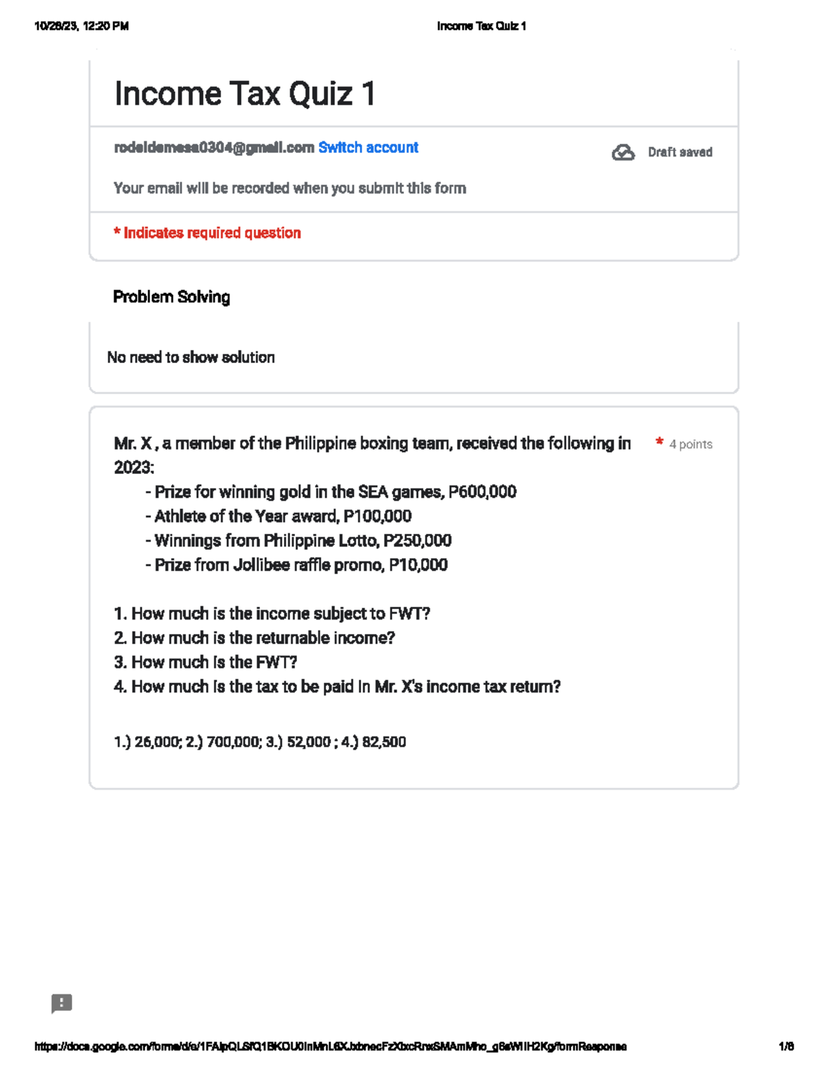 Income Tax Quiz Notes for Quick Review - Studocu