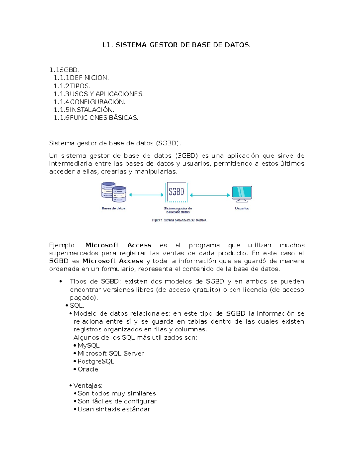 Sistema Gestor de Bases de Datos: Características y Aplicaciones - Studocu