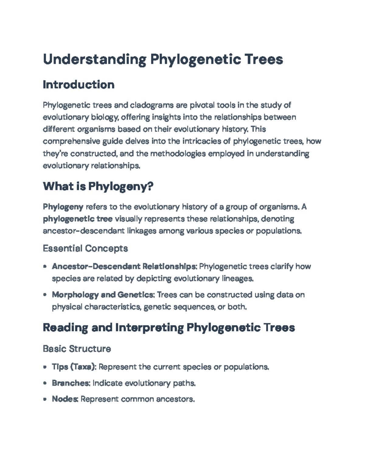 Phylogenetic Trees: Understanding Evolutionary Relationships and Methods - Understanding - Studocu