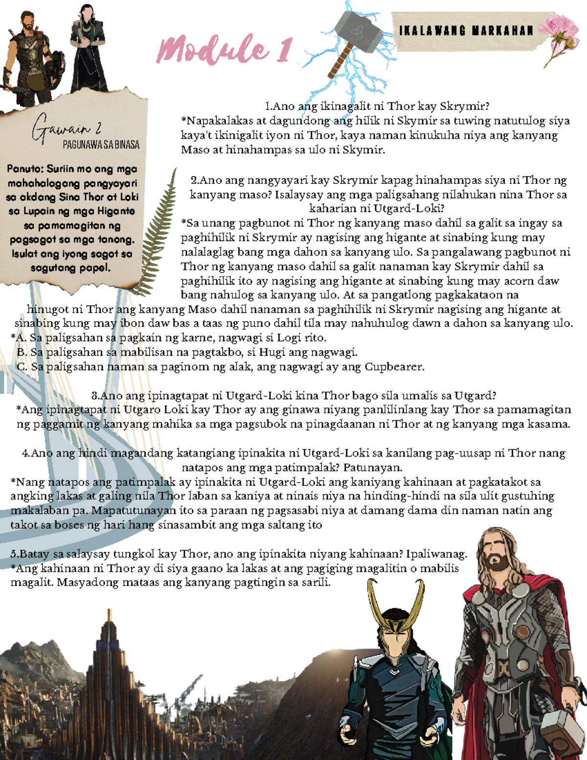 Module 1 - Mitolohiya ng Iceland: Pagsusuri sa Kuwento ni Thor at Skrymir - Studocu