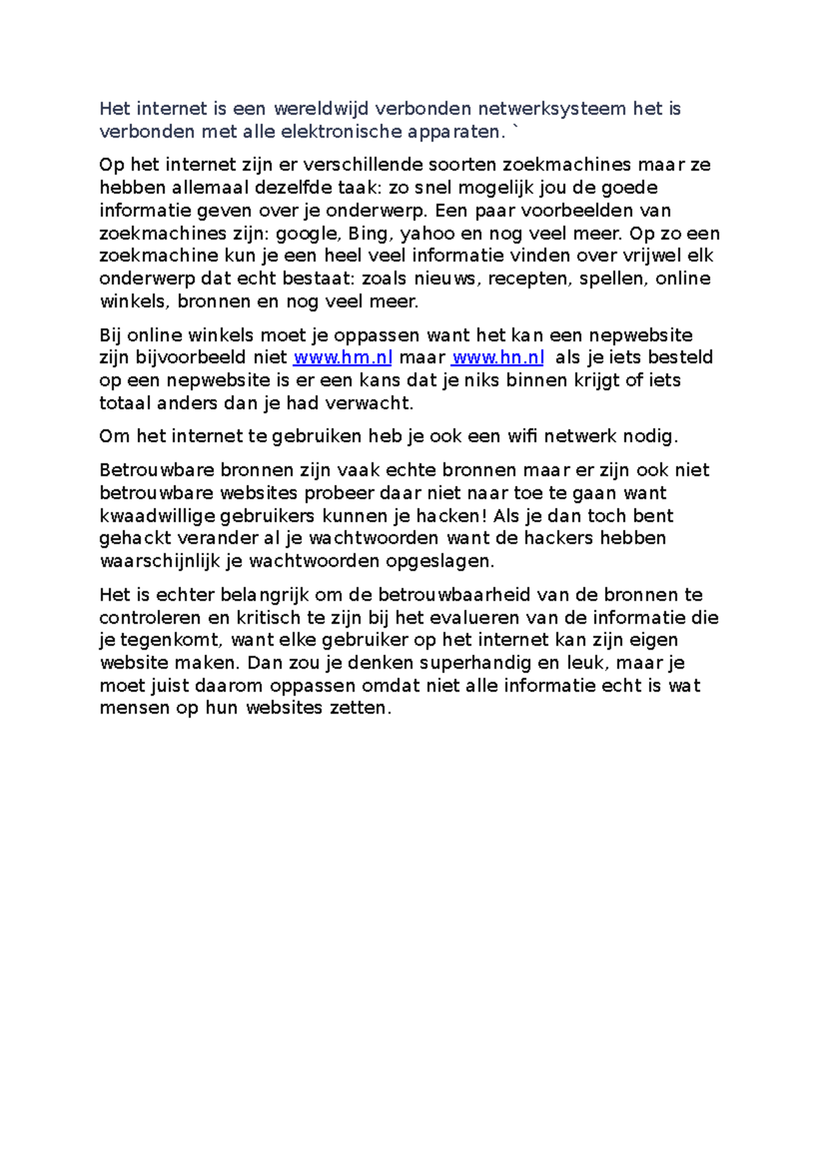 Wat is het Internet? Informatie en Betrouwbaarheid Geanalyseerd ...